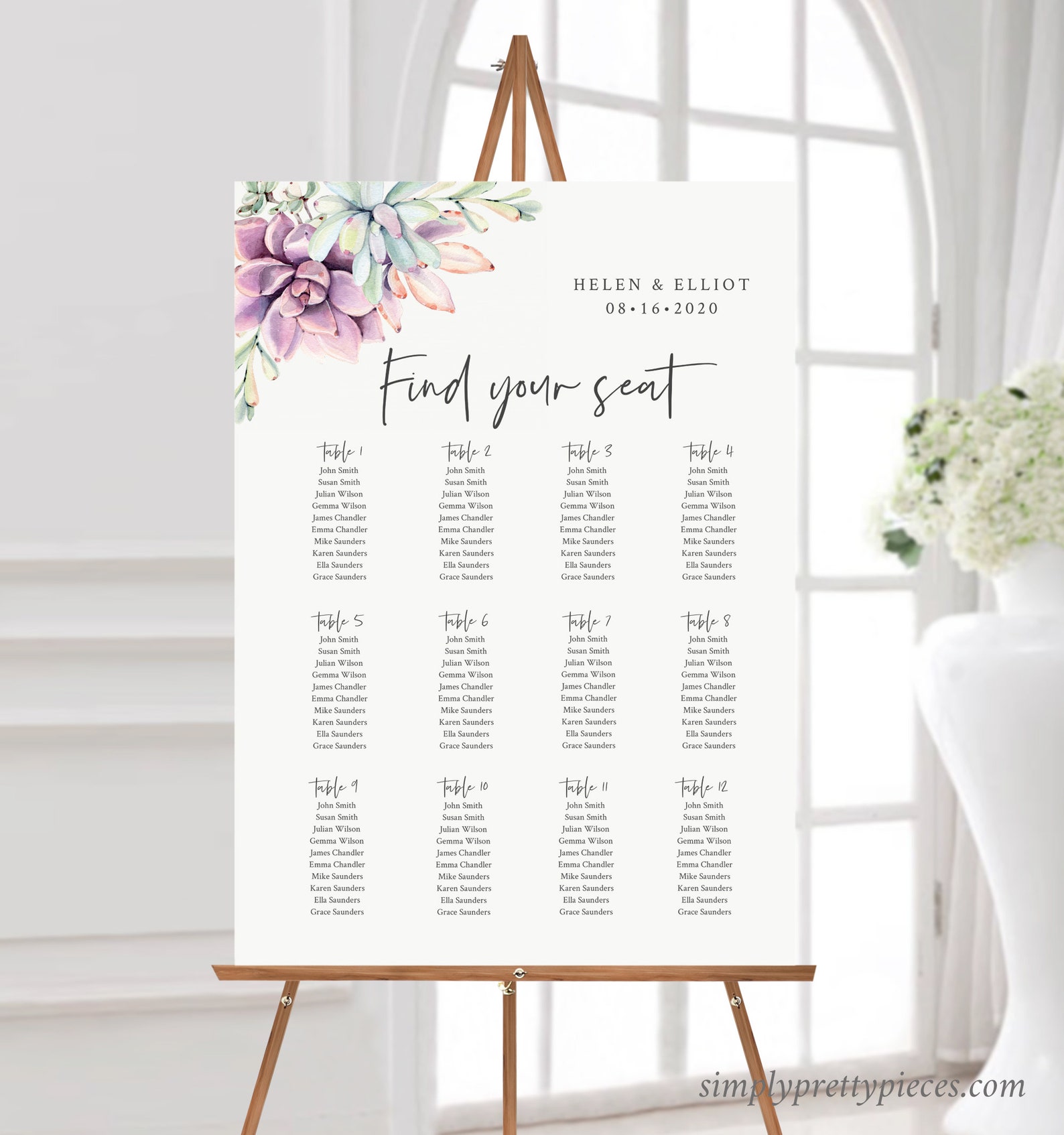Succulent Editable Table Plan, Cactus Printable Seating Chart, 18 X 24 ...
