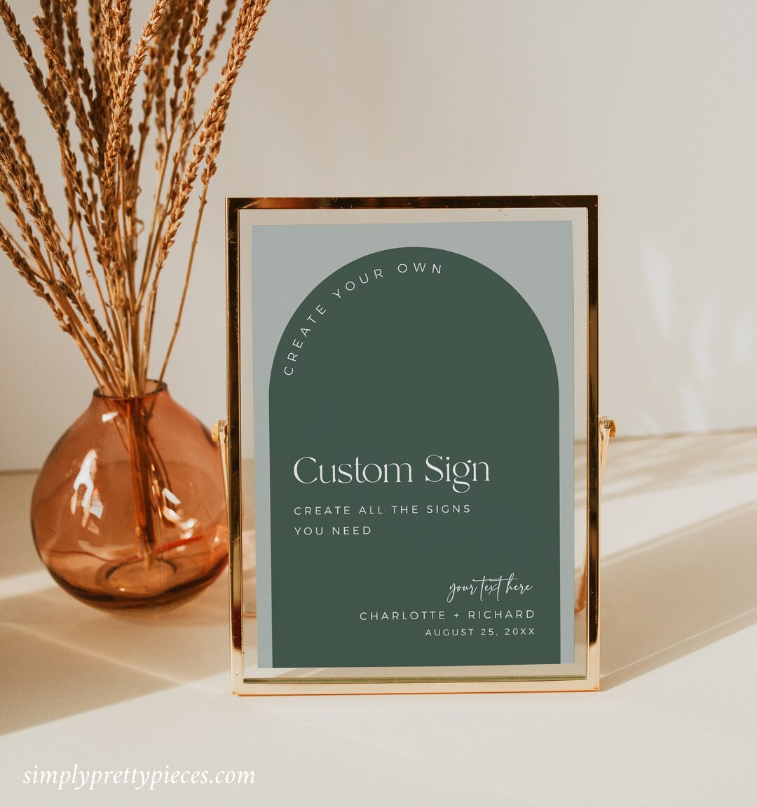 Sage Custom Wedding Sign, Arched Table Top Sign, Printable Wedding Sign ...