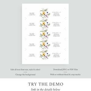 Wildflower Editable Wrap Around Address Label Template, Wild Flower ...
