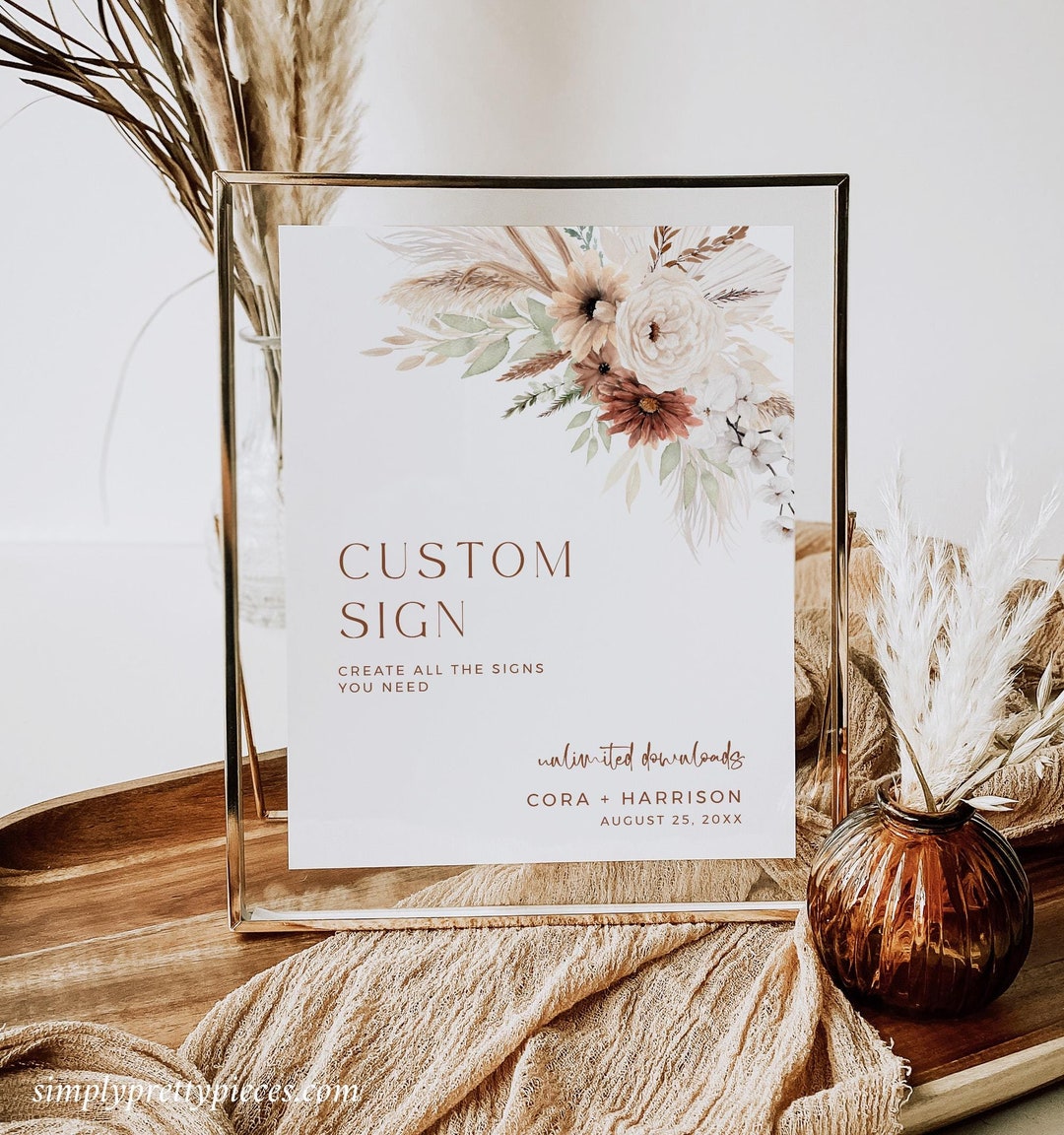 Boho Editable Custom Wedding Sign, Terracotta Unlimited Signs Template ...