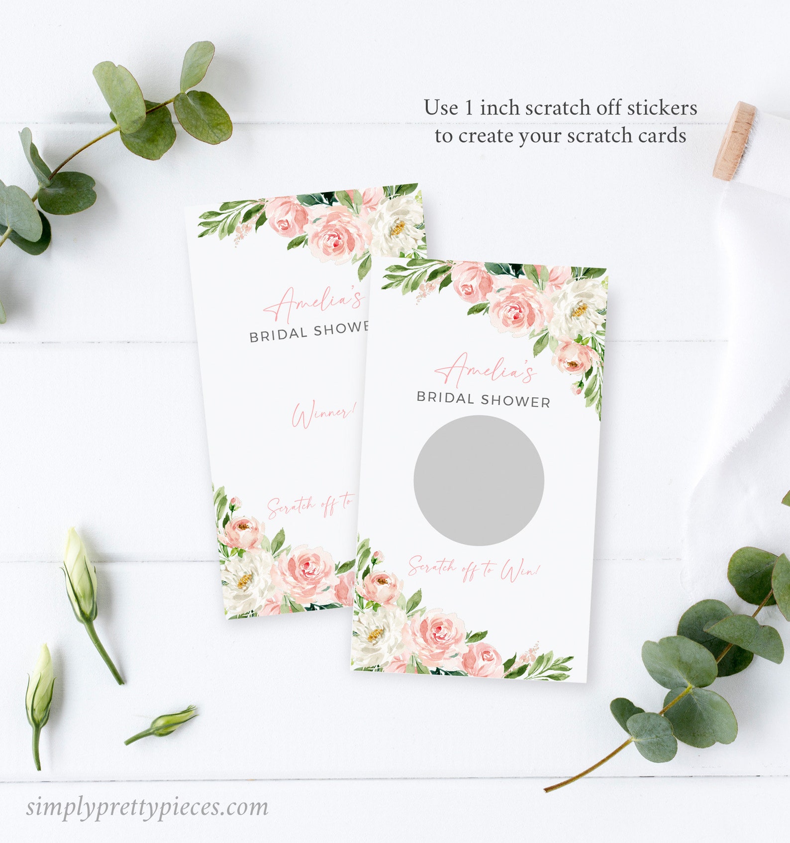 Blush Floral Scratch off Game, Printable Bridal Shower Scratch Card ...