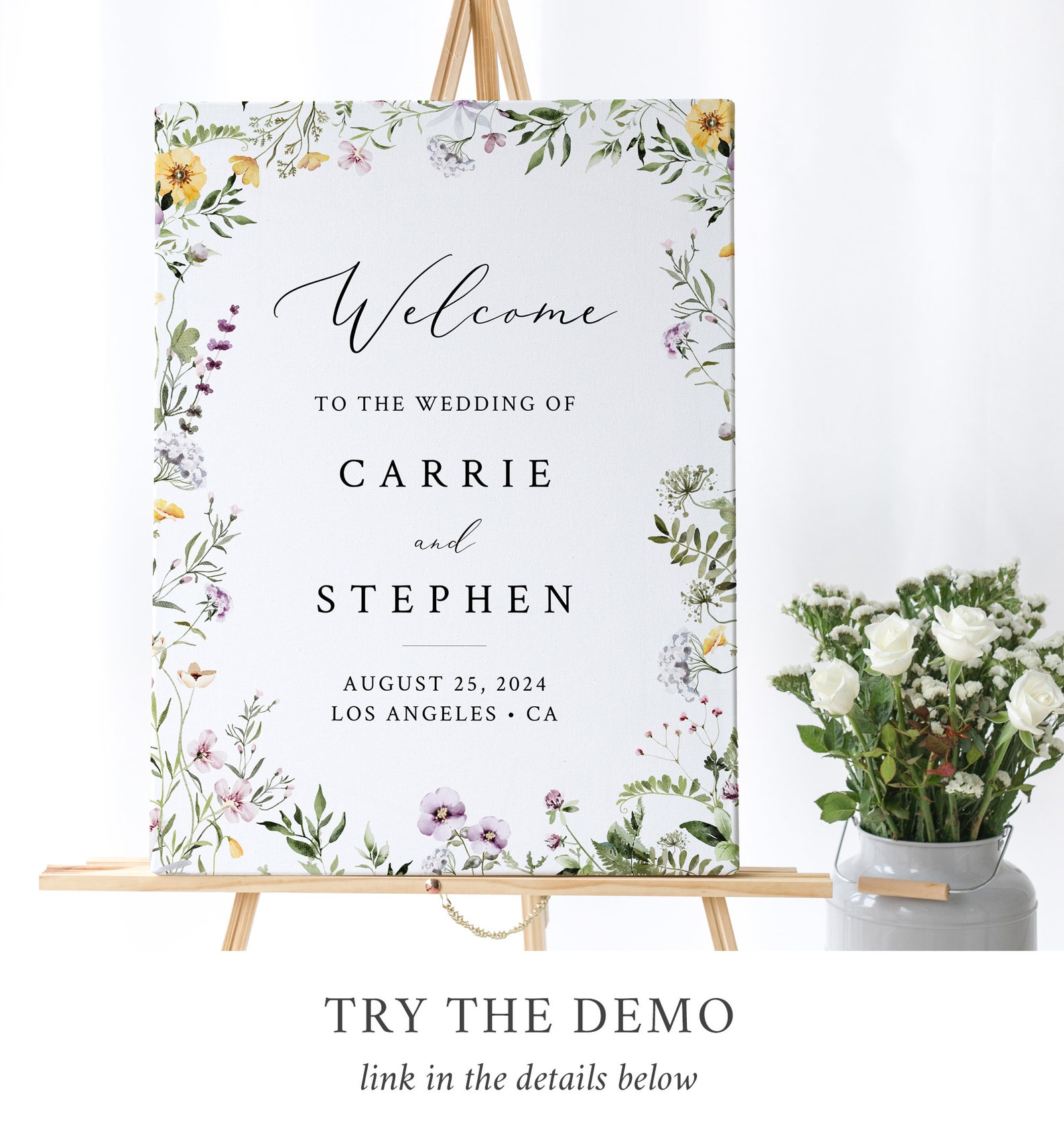Wildflower Editable Wedding Welcome Sign Wild Flower Greenery - Etsy