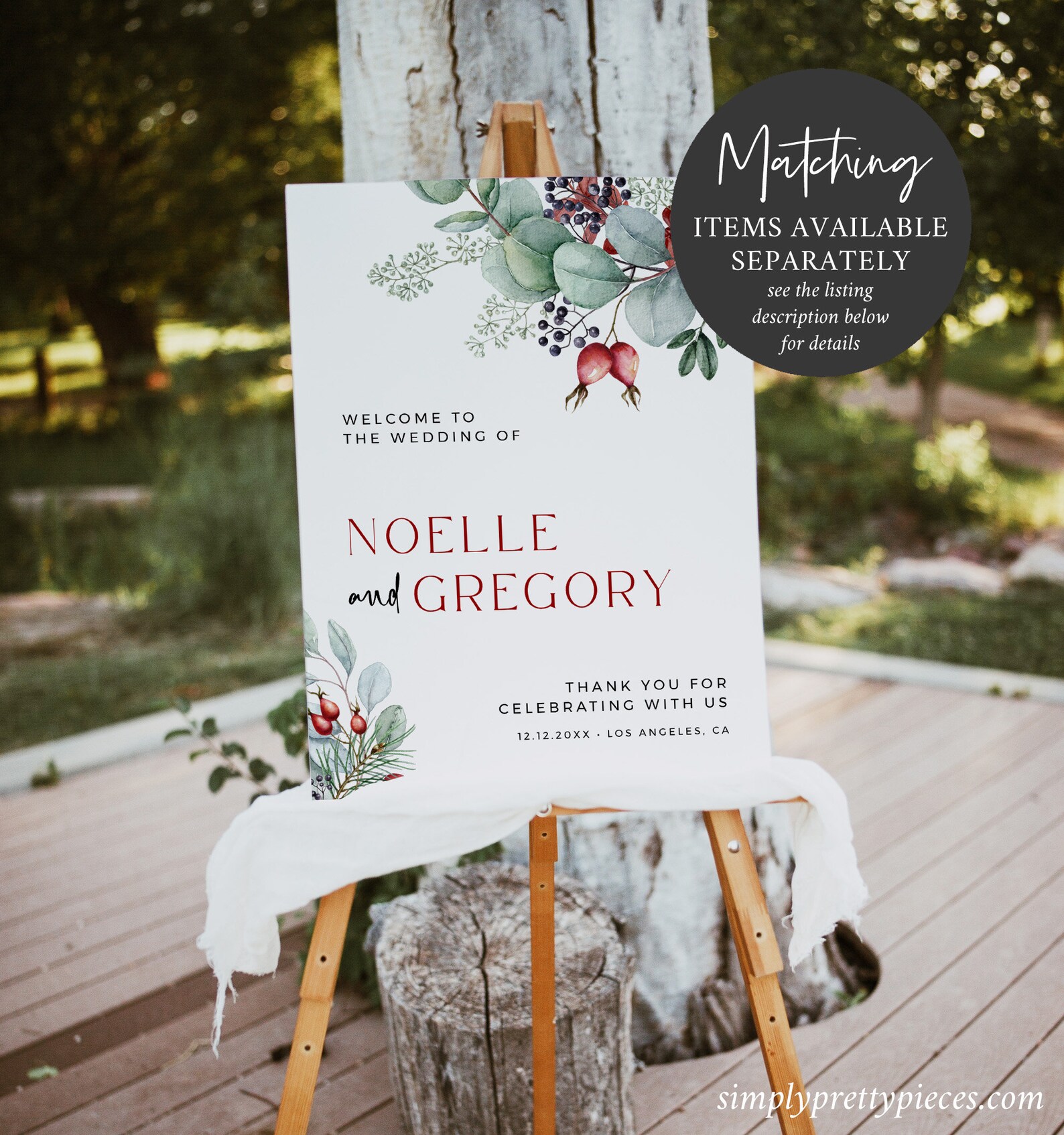 Winter Wedding Round Tag Printable Round Favor Label, Eucalyptus Tag ...