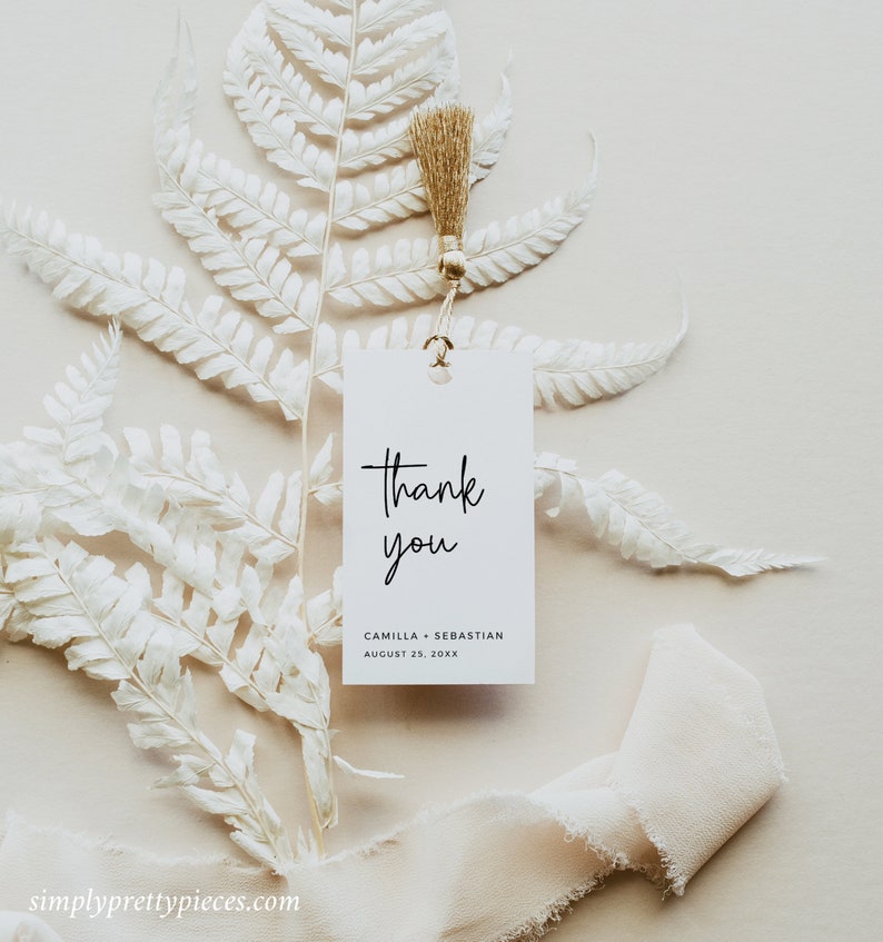 Modern Editable Favor Tags, Printable Elegant Favor Tags, Black White ...