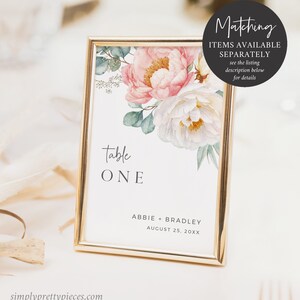 Peony Menu, Peonies Wedding Menu, Blush Floral Table Menu, Garden ...