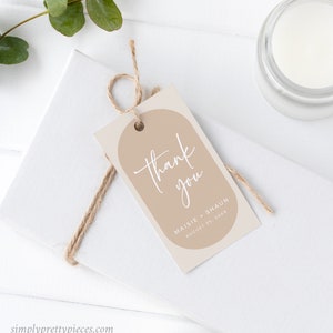 Double Arch Wedding Gift Tag, Boho Wedding Favor Tags, Taupe Tag, Oval ...