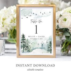 Forest Editable Table Numbers, Printable Rustic Table Numbers, Woodland ...
