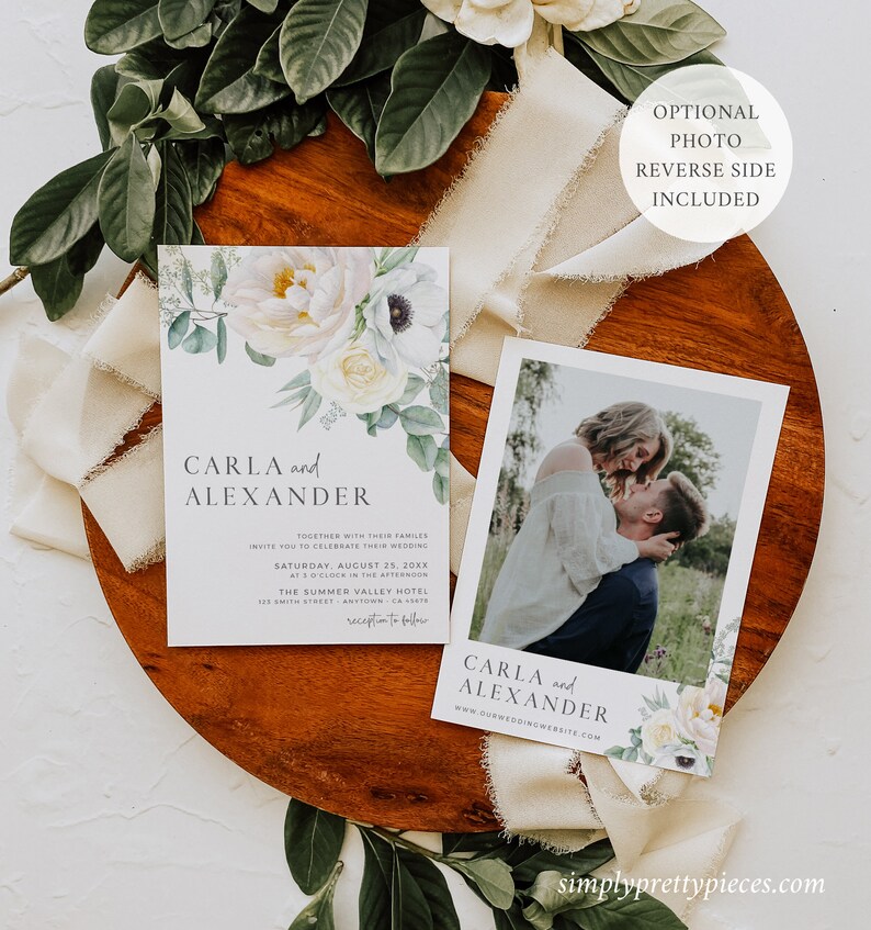 Peony Wedding Invite Set QR Code RSVP Sage Wedding Invitation - Etsy