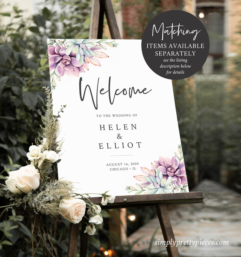 Succulent Boho Editable Table Numbers, Printable Pink Blue Wedding ...