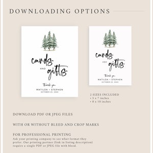 Rustic Woodland Editable Cards Gifts Sign, Minimal Gift Table Sign ...