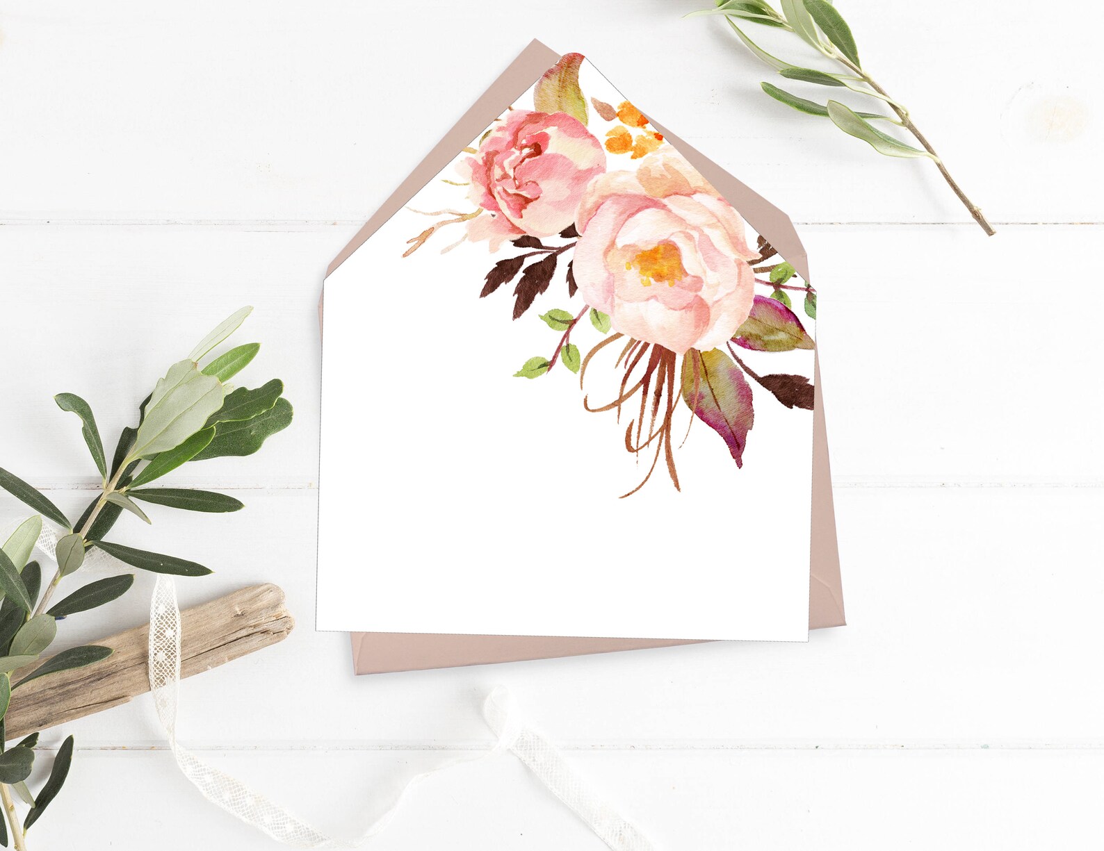 Pink Floral Envelope Liner Printable Boho Floral Envelope - Etsy