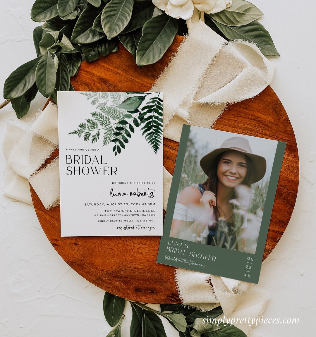 Botanical Bridal Shower Invitation, Greenery Bridal Shower Invitation ...