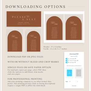 Boho Arch Editable Seating Chart Template, Terracotta Arched Minimal ...