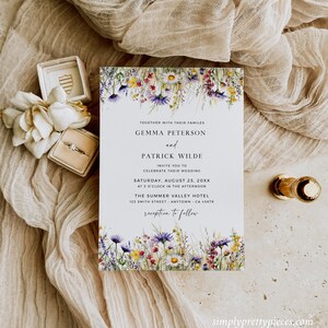 Bright Wildflower Wedding Invitation, Summer Wedding Invite With ...