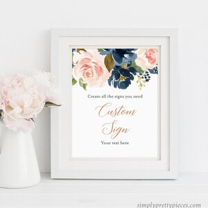 Blush Navy Editable Bridal Shower Bundle, Printable Invitation Rose ...