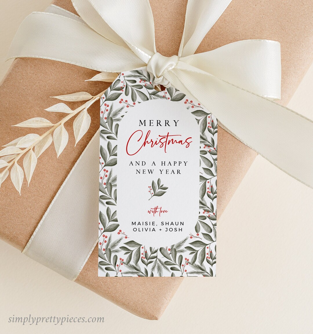 Printable Christmas Gift Tags Nordic Holiday Labels, Editable Gift Tag ...