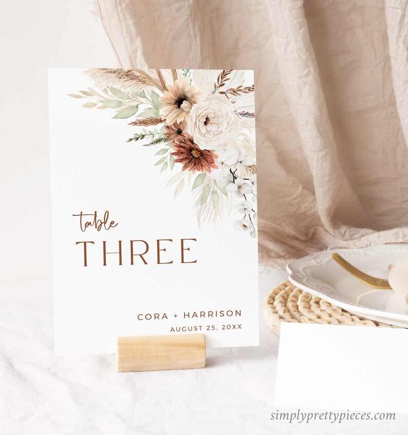 Boho Editable Table Numbers Printable Modern Bohemian Wedding - Etsy