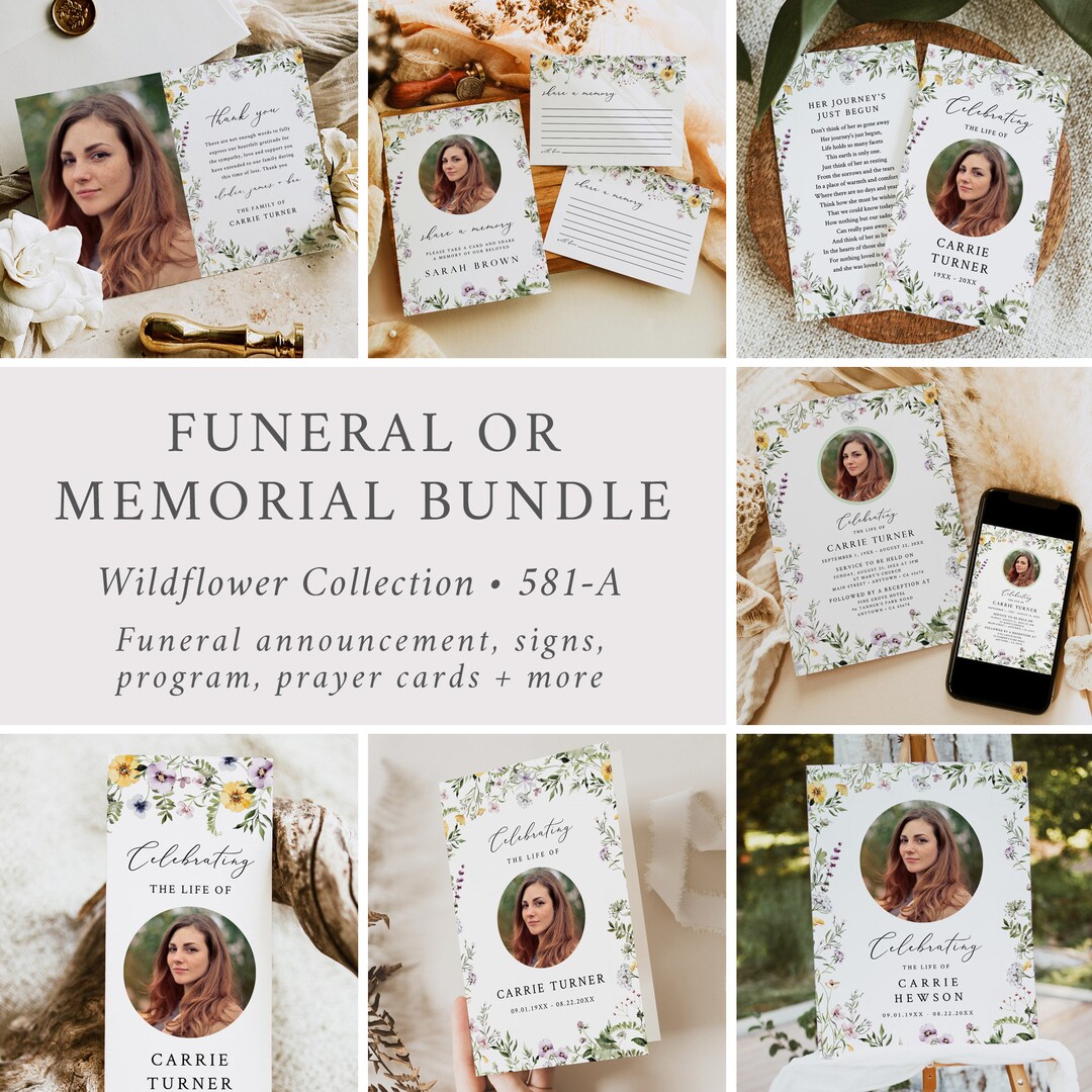 Woman's Memorial Bundle, Wildflower Funeral Pack, Celebration of Life ...