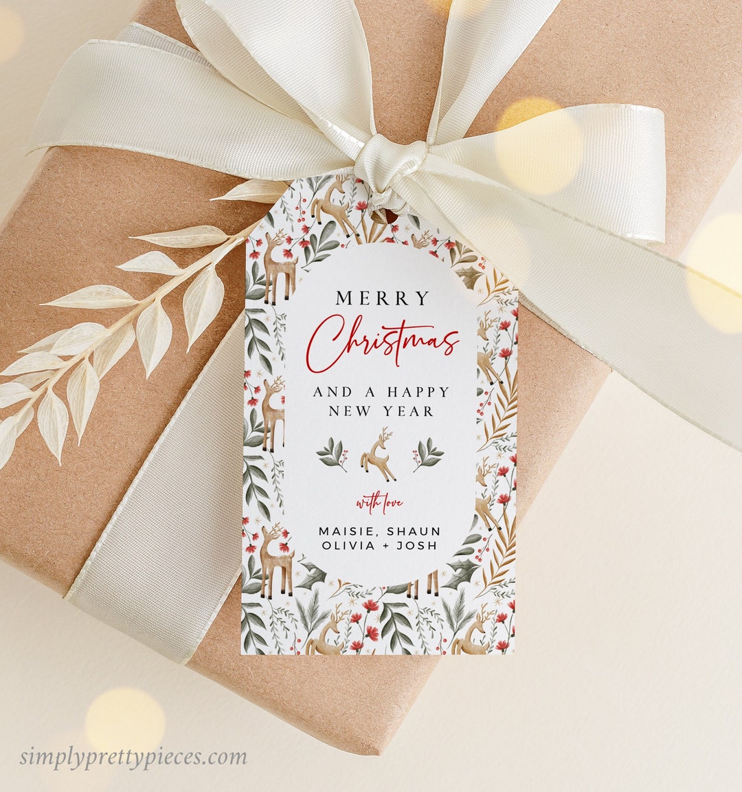 Printable Christmas Gift Tags Editable Holiday Labels, Scandi Gift ...