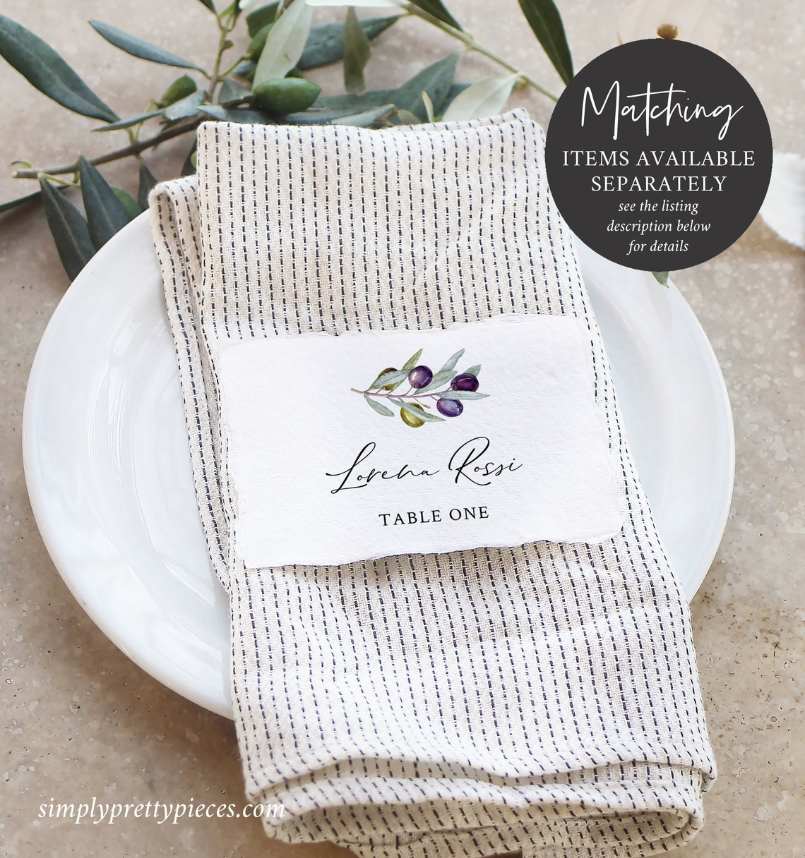 Olive Editable Menu, Olive Branch Greenery Table Wedding Menu ...