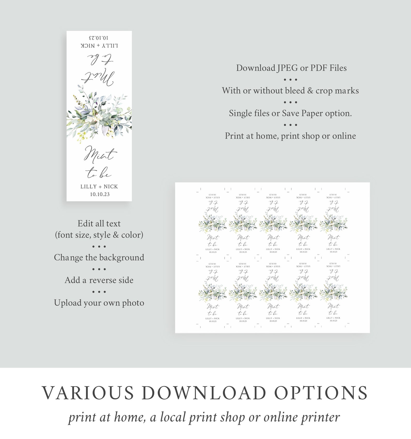 Greenery Editable Tic Tac Labels Printable Mint to Be Label - Etsy