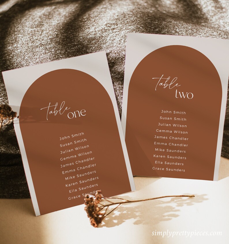 Boho Arch Editable Seating Chart Template Terracotta Arched - Etsy