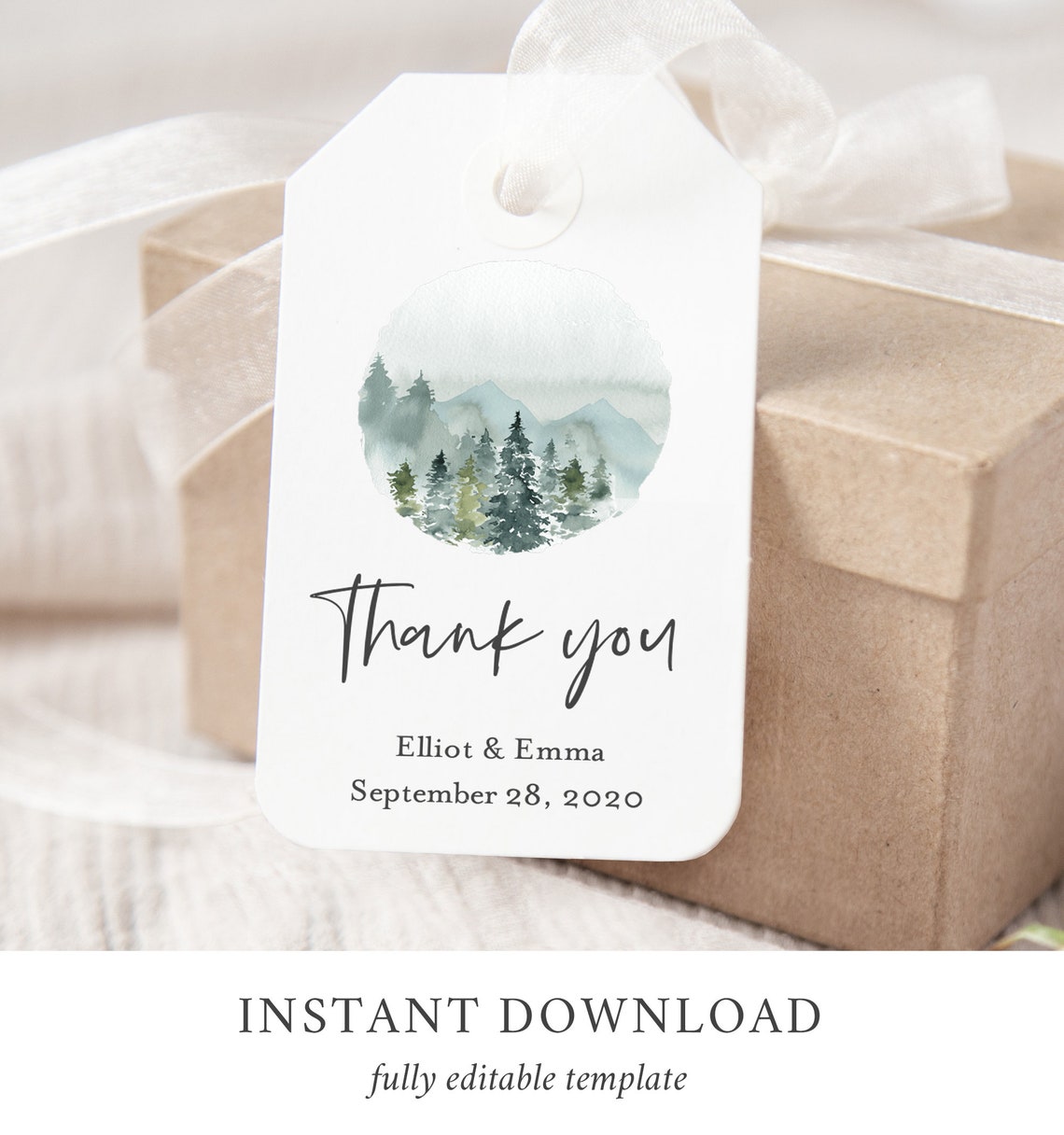 Mountains Editable Tags Printable Woodland Favor Tags Rustic - Etsy