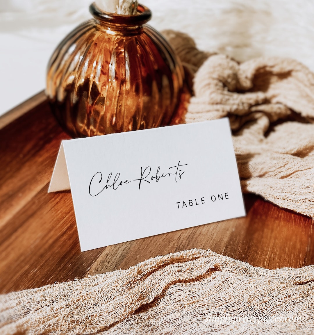 Printable Minimalist Place Card Modern Seating Card Editable Name Card ...