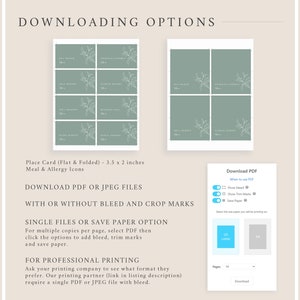 Sage Green Name Card, Minimal Place Card Sage Seating Card, Botanical ...