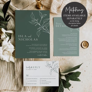 Individual Seating Chart Cards Sage Green, Botanical Table Plan Wedding ...