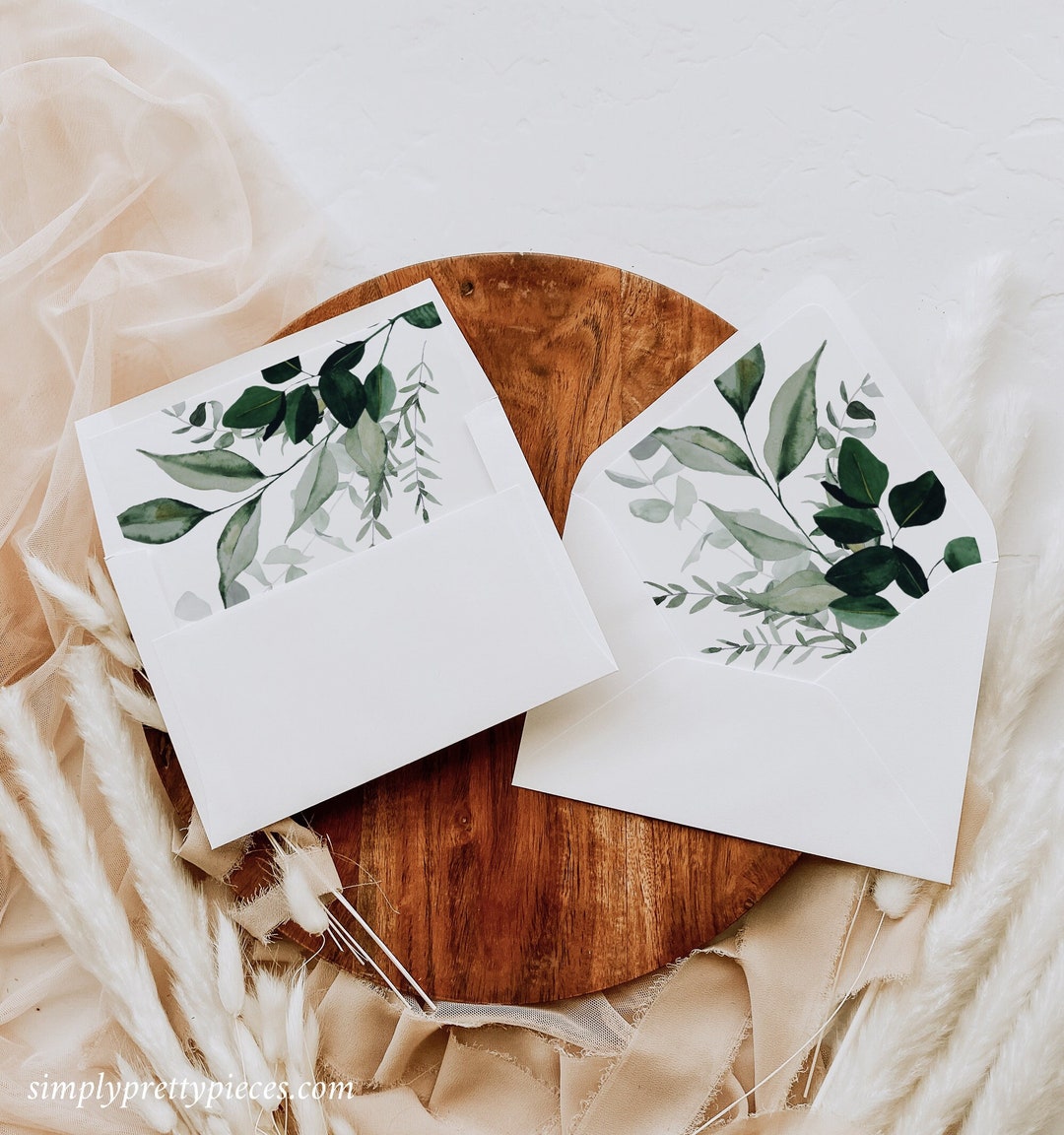 Greenery Envelope Liner, Botanical Wedding Envelope, Printable Envelope ...