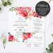Fuchsia Coral Blush Floral Editable Menu, Peonies Table Wedding Menu ...