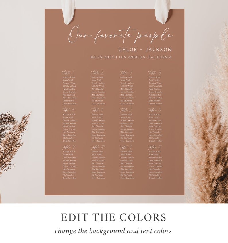 Minimalist Seating Chart Wedding Modern Seating Plan Minimal - Etsy