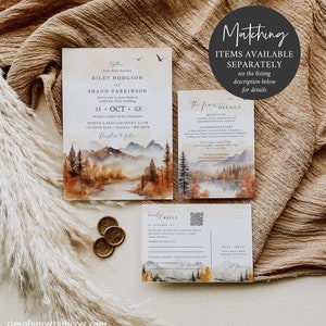 Woodland Place Card, Mountains Name Card, Forest Wedding Place Card ...