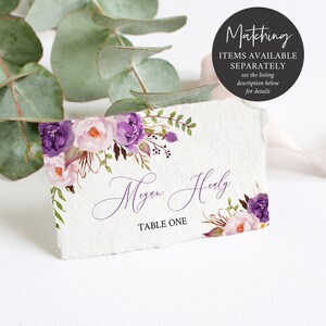 Purple Boho Editable Table Numbers, Printable Purple Lilac Floral Table ...
