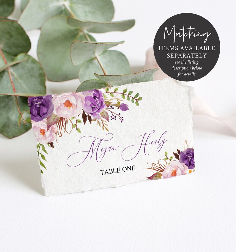 Purple Boho Editable Table Numbers Printable Purple Lilac | Etsy