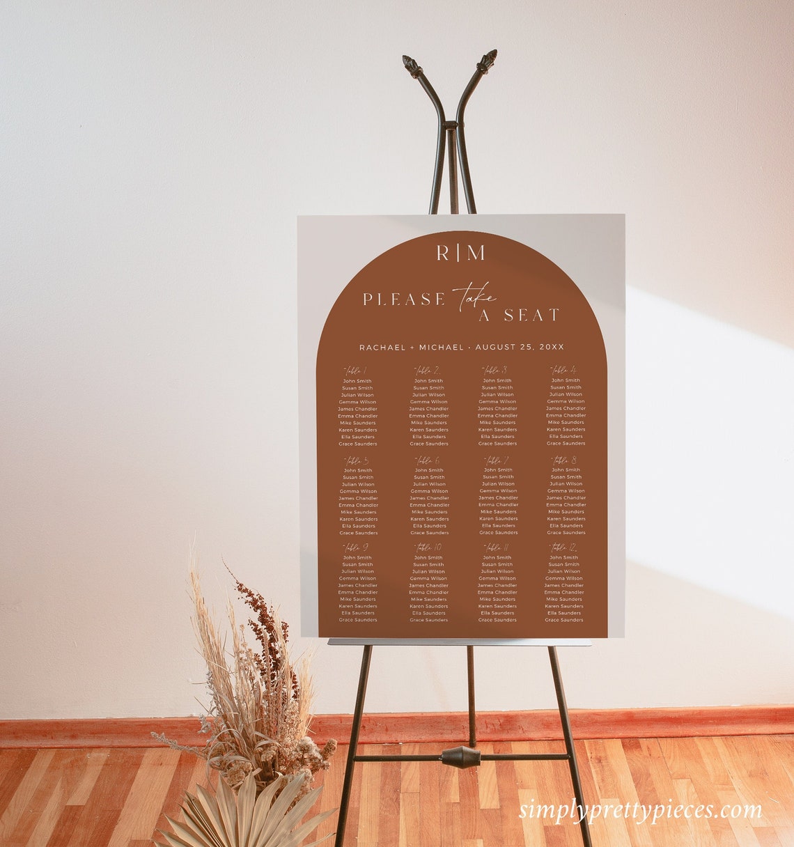Terracotta Arch Editable Seating Chart Boho Arched Minimalist - Etsy