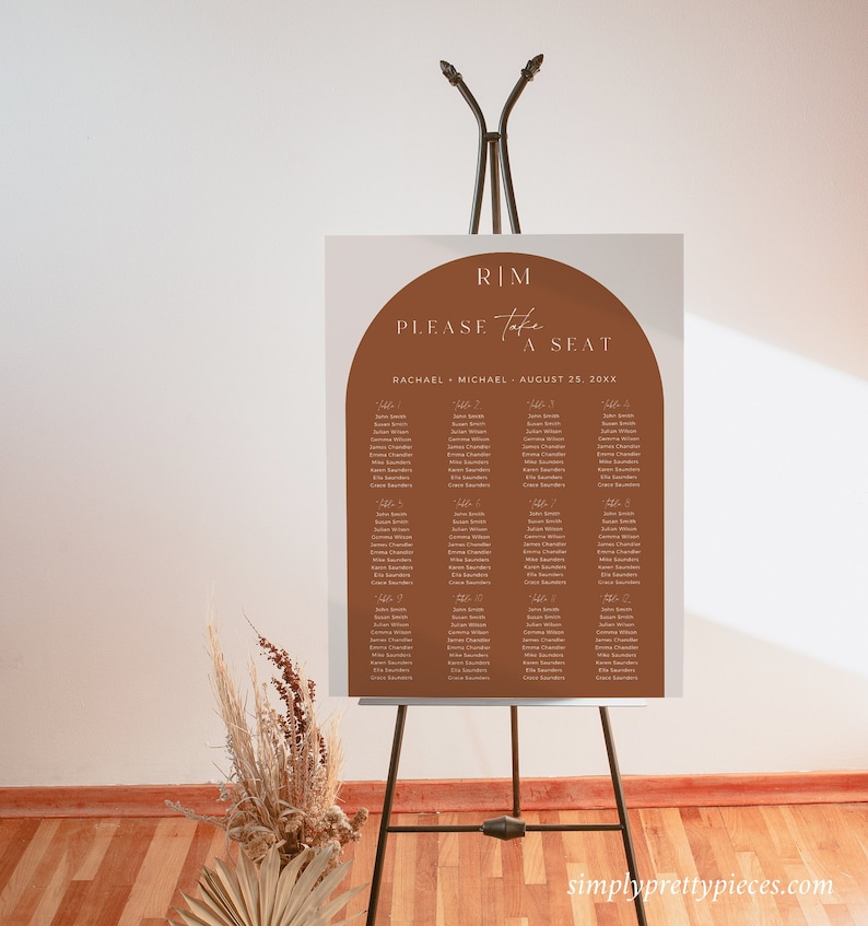 Terracotta Arch Editable Seating Chart Boho Arched Minimalist - Etsy