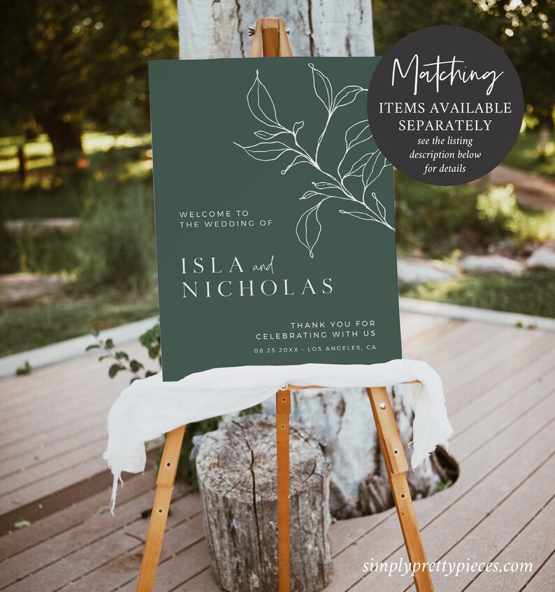 Sage Green Wedding Menu, Botanical Menu Modern Wedding Menu, Printable ...