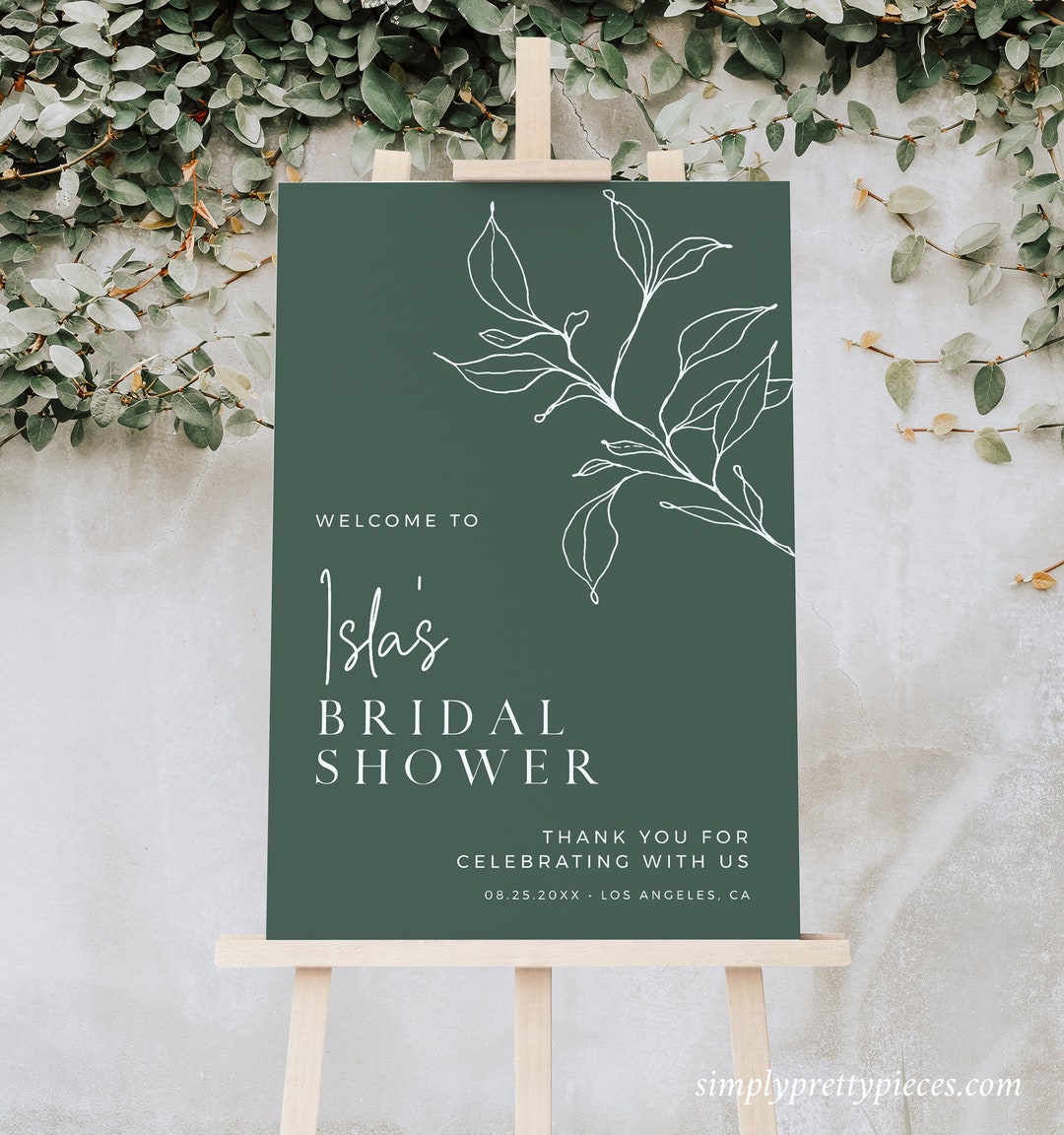 Sage Green Bridal Shower Welcome Sign, Boho Shower Welcome Poster Sage ...