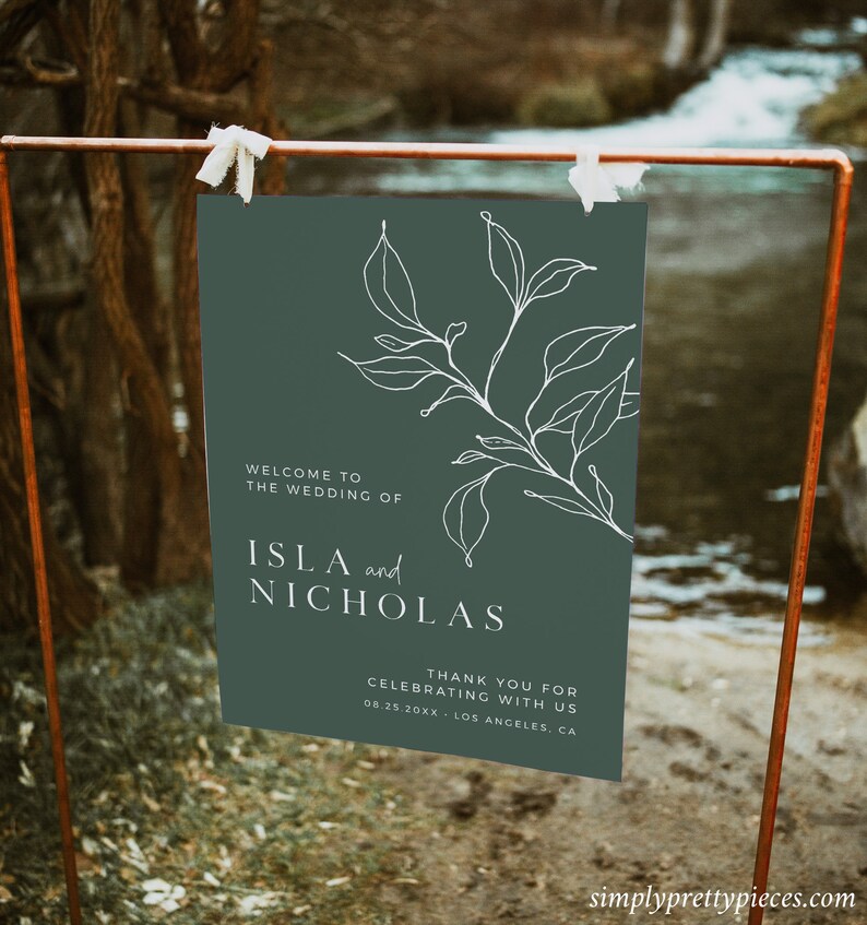 Sage Green Wedding Welcome Sign Minimal Welcome Sign Sage - Etsy