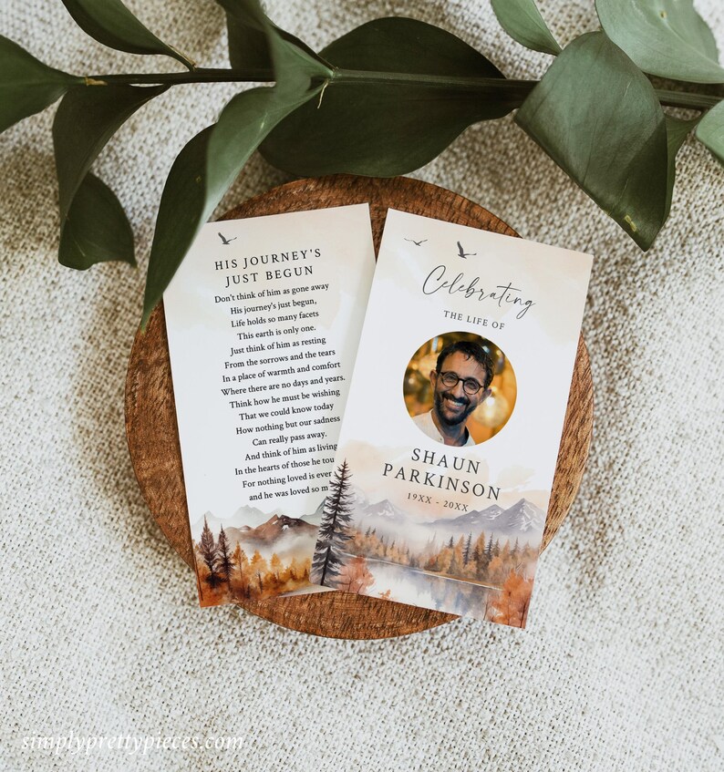 Woodland Funeral Bundle for Man, Fall Memorial Bundle, Mountain ...