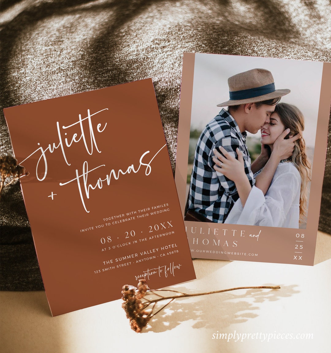 Rust Wedding Invitation, Boho Wedding Invite, Desert Wedding Invitation ...