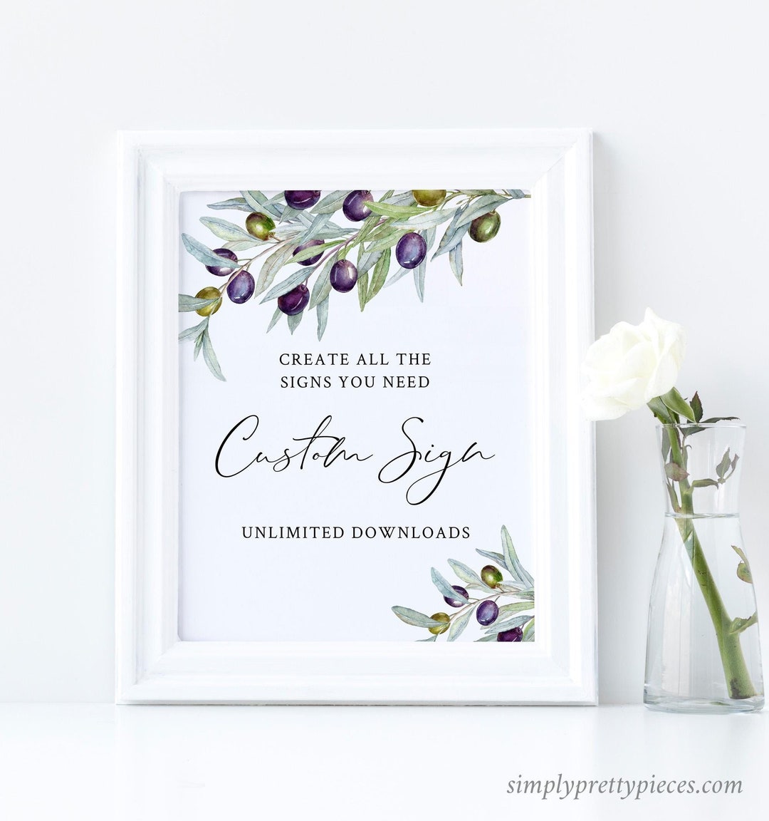 Olive Custom Wedding Sign, Italian Wedding Table Top Sign ...