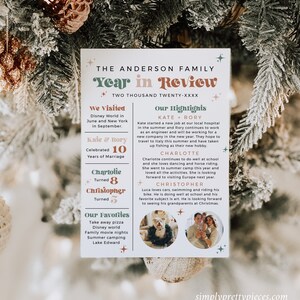 Boho Year in Review Card With Photos, Boho Year Overview Card, Editable ...