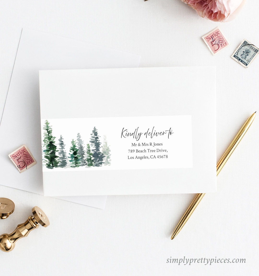 Editable Forest Wrap Around Address Label Template, Woodland Printable ...