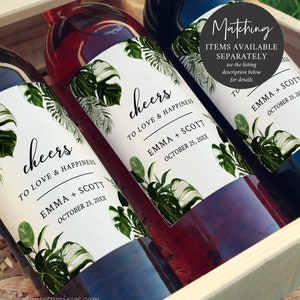 Monstera Editable Water Bottle Labels, Tropical Greenery Water Bottle ...