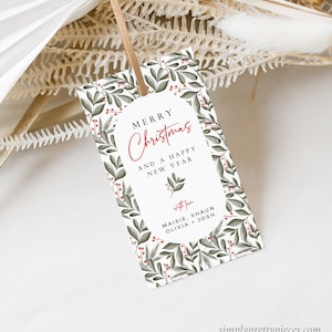 Printable Christmas Gift Tags Nordic Holiday Labels, Editable Gift Tag ...