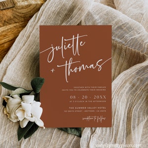 Rust Wedding Invitation, Boho Wedding Invite, Desert Wedding Invitation ...