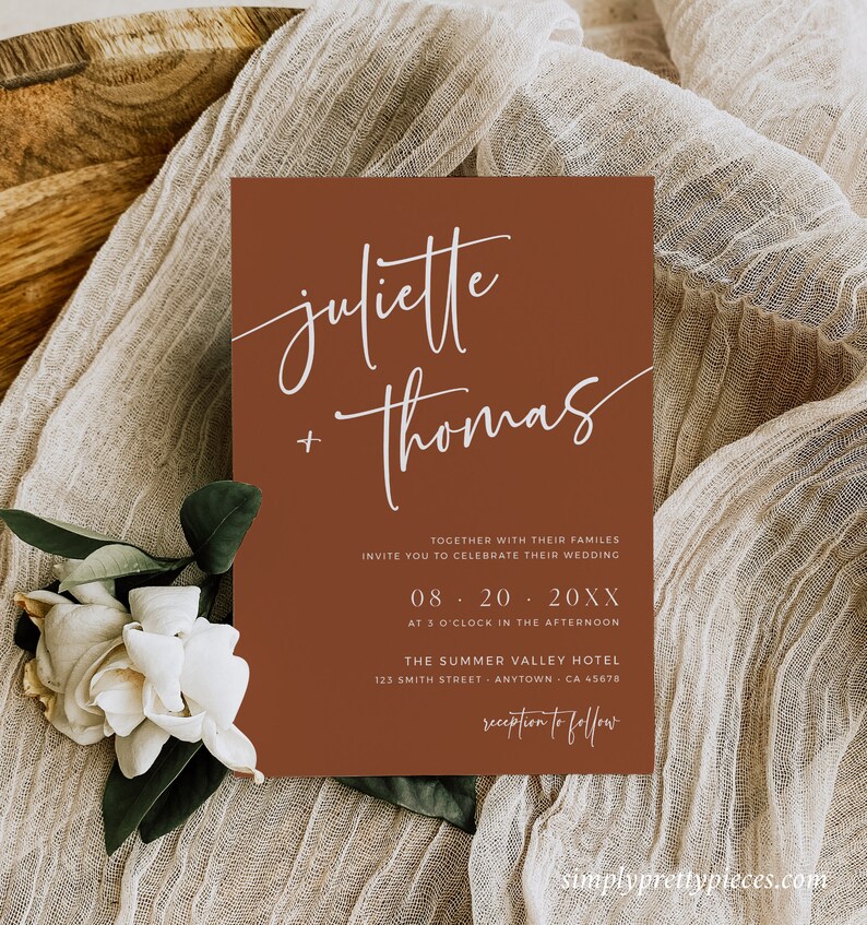 Rust Wedding Invitation Boho Wedding Invite Desert Wedding - Etsy